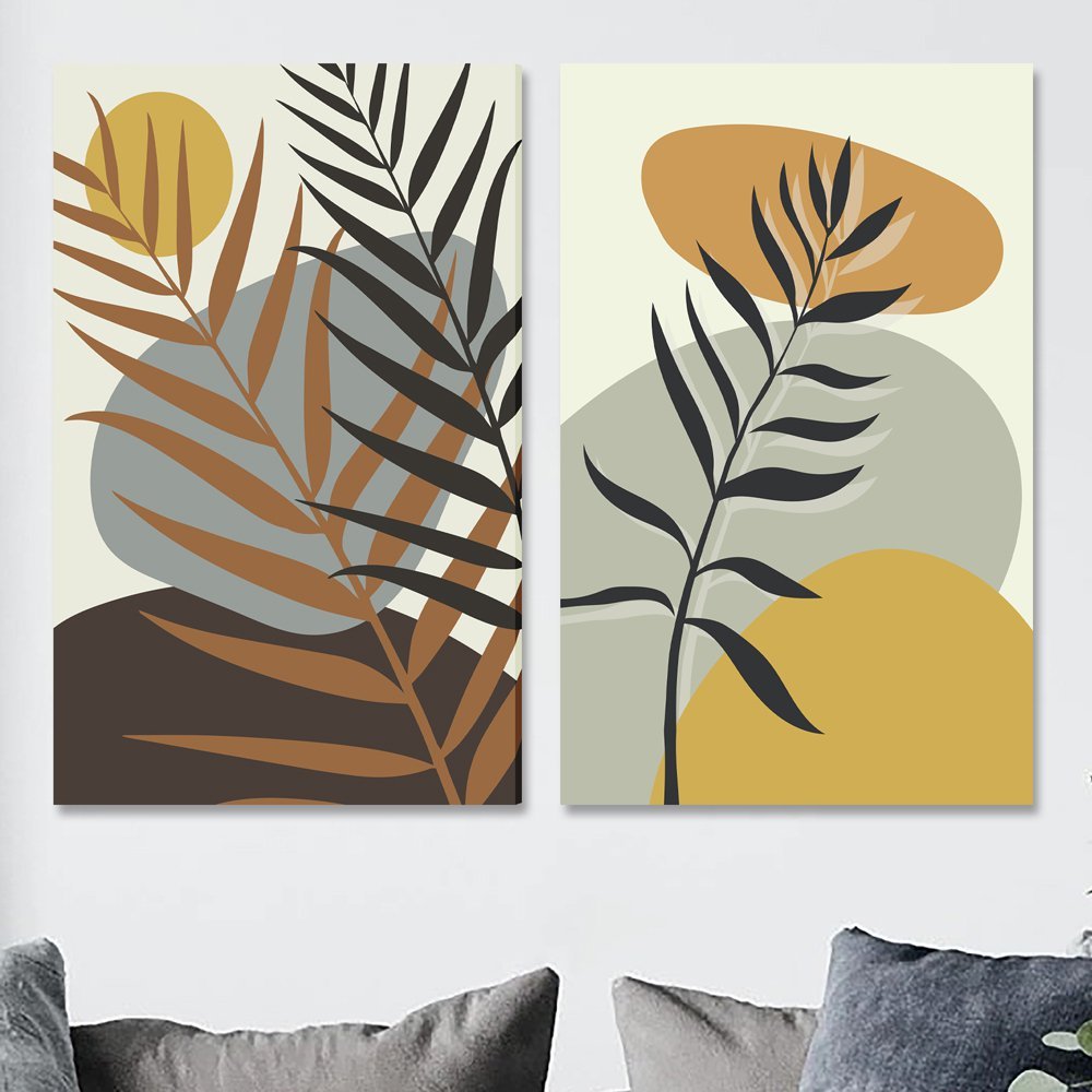 Conjunto 2 Quadros Decorativos Tela em Lona Minimalista Botânico com ...
