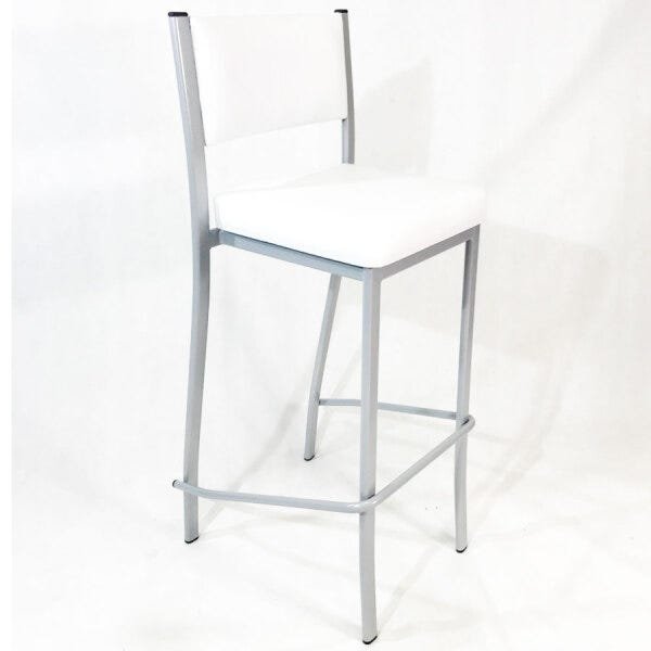 Banqueta EMPILHÁVEL Cinza Claro alta assento e encosto branco ...