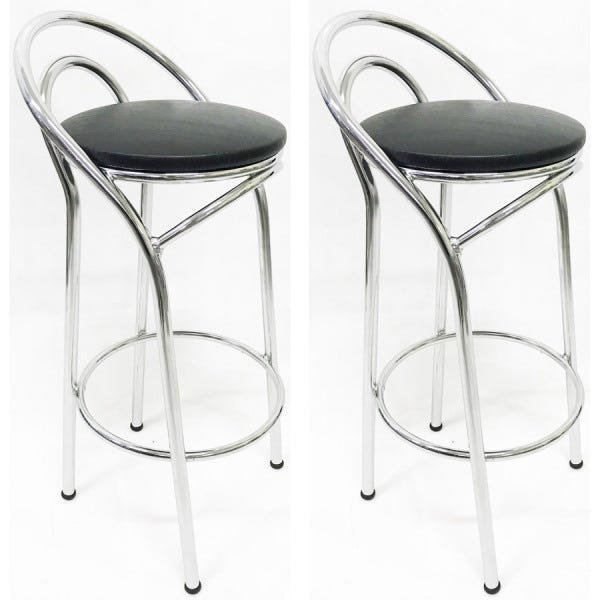 Kit 2 Banquetas cromada alta assento preto - Poltronas do Sul ...