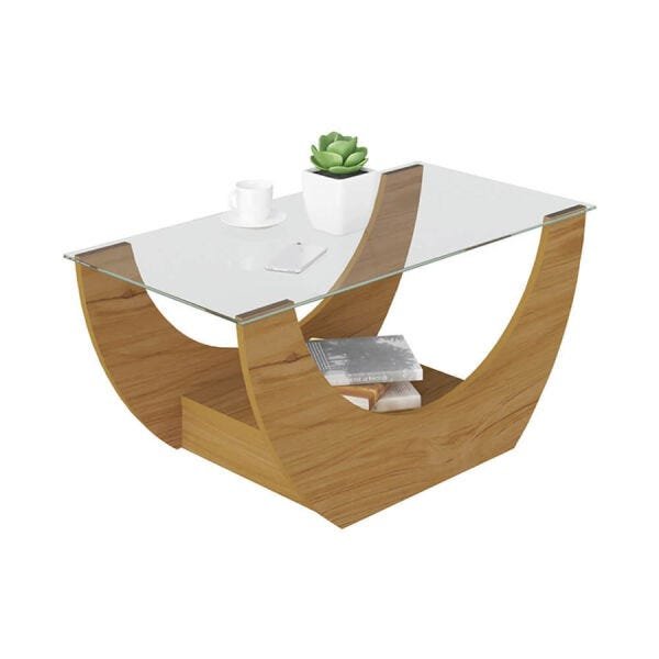 Mesa Centro Canoa com Vidro Freijo | MadeiraMadeira