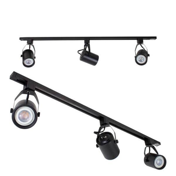 Kit Trilho Eletrificado 1M + 3 Spot Preto + 3 LED Par20 3000K St1978 ...