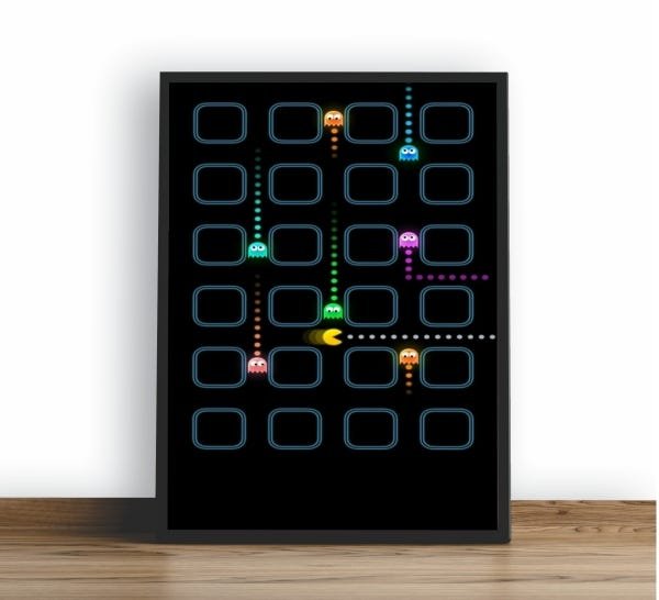 Quadro Decorativo Poste Pac Man Atari Game Classico Retro | MadeiraMadeira