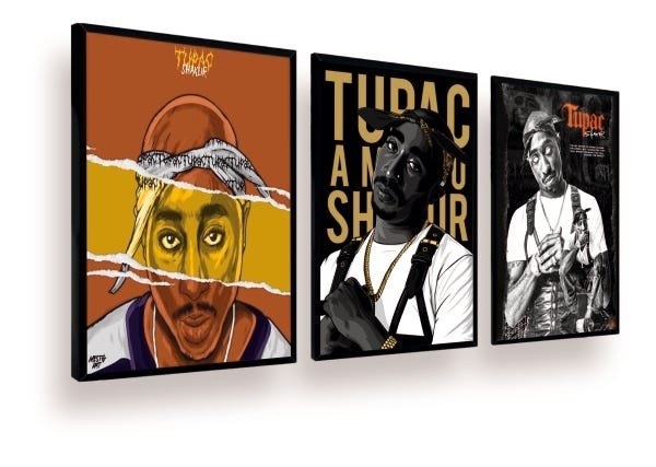 Quadro Decorativo Coleção Rep Hip Hop 2Pac Classico Retro | MadeiraMadeira