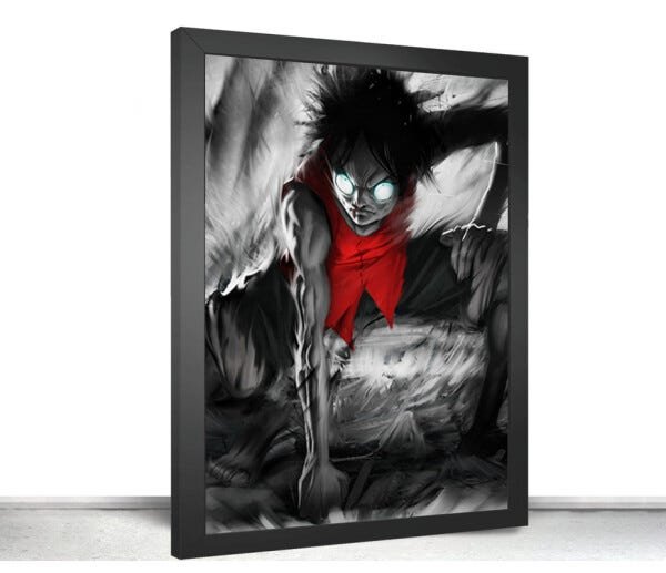 Quadro Decorativo Poste Luffy Devil Mode One Piece Retro | MadeiraMadeira