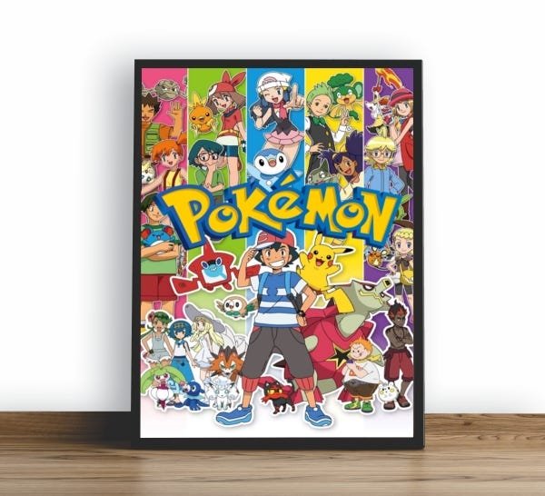 Quadro Decorativo Poster Pokemon Pikachu Ash Ketchum | MadeiraMadeira