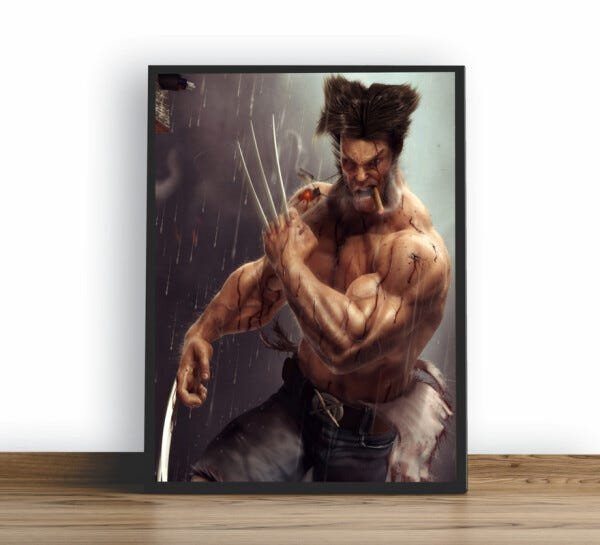Quadro Decorativo Poster Wolverine Heroi Logan | MadeiraMadeira