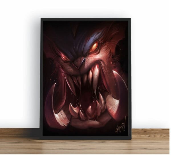 Quadro Decorativo Poste League Of Legends Mega Gnar | MadeiraMadeira
