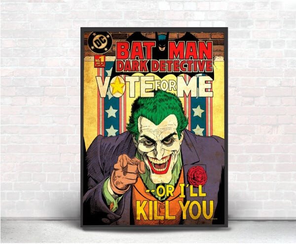 Quadro Decorativo Poste Dc Comics Batman Coringa Retro | MadeiraMadeira