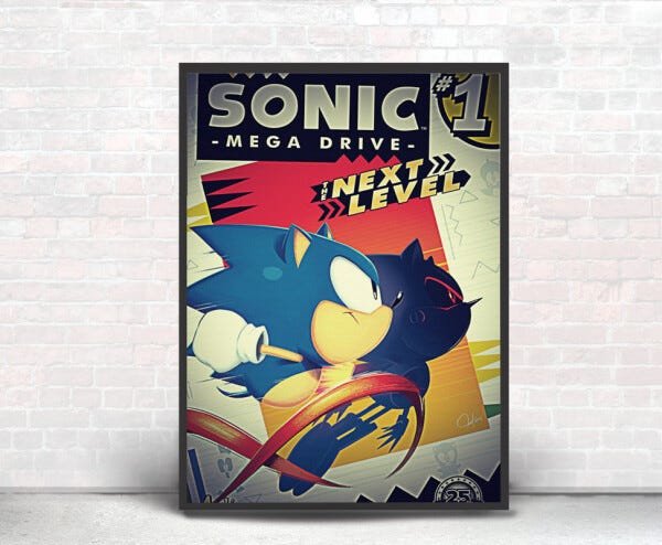 Quadro Decorativo Poster Arcade Sonic Game Classico | MadeiraMadeira