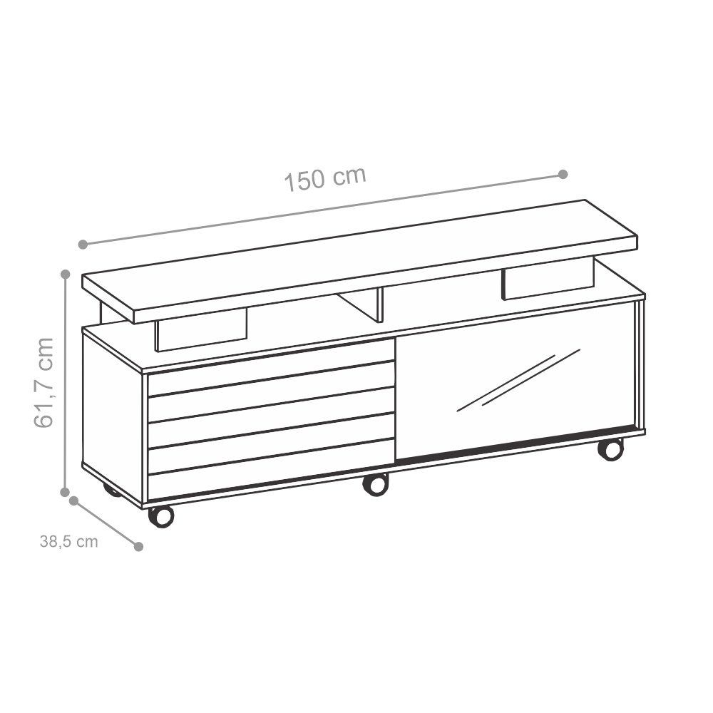 Rack para TV Melbourne com Frisos e Rodízios Carvalho Amarula ...