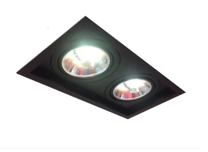 EMBUTIDO AR111 RECUADO DUPLO PRETO TEXTURIZADO | MadeiraMadeira