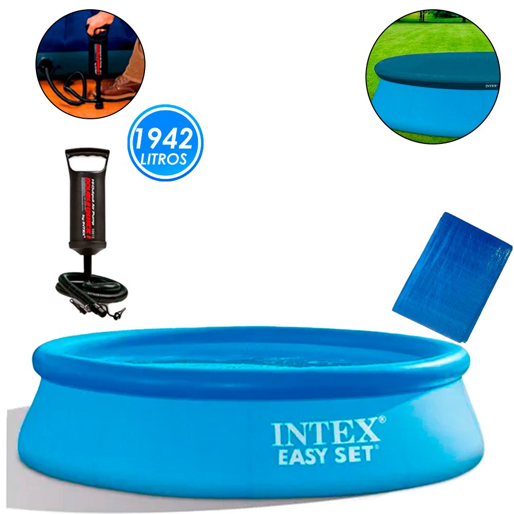 PISCINA INFLÁVEL 1942L 28106 INTEX COM BOMBA + LONA + CAPA | MadeiraMadeira
