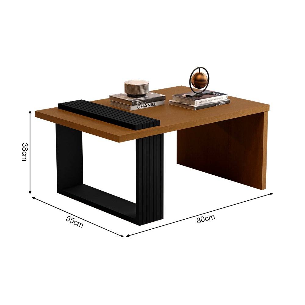 Mesa de Centro Nature Ripada Preto/amadeirado Padrão - Donalu Decor ...