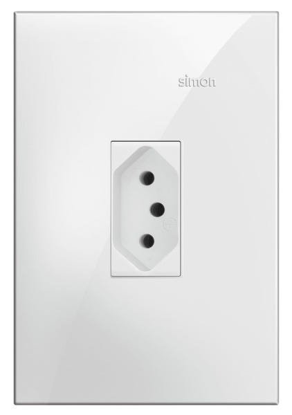 CONJUNTO 1 TOMADA 2P+T PADRÃO BRASILEIRO 10A 250V VERTICAL BRANCO | MadeiraMadeira