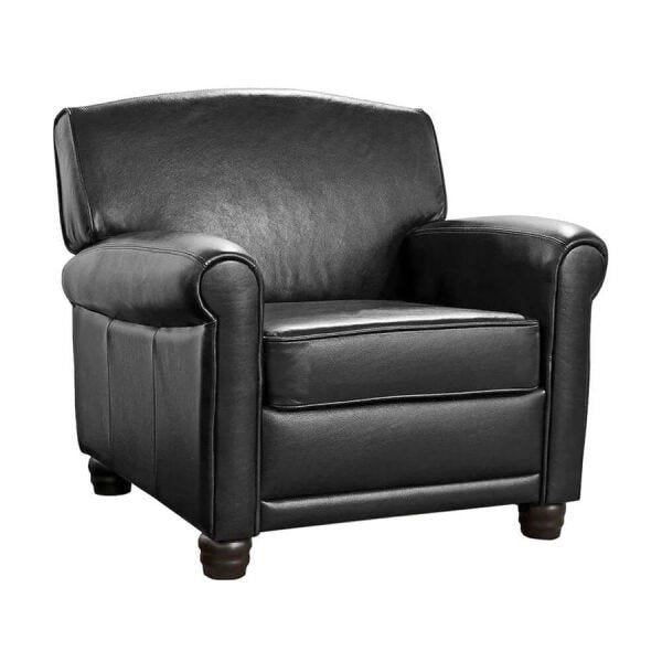 Poltrona Romania 100% Couro Natural Preto Brilho | MadeiraMadeira