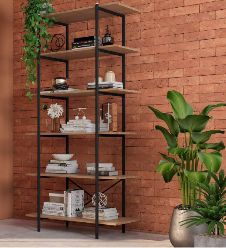 Estante Multiuso 6 Prateleiras Treviso Preto Fosco Nature Artefamol ...