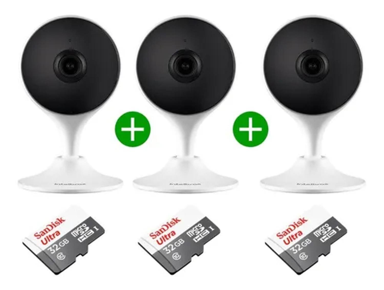 Kit 3 Câmera Segurança Imx Wifi Fullhd Intelbras Cartão 32gb ...