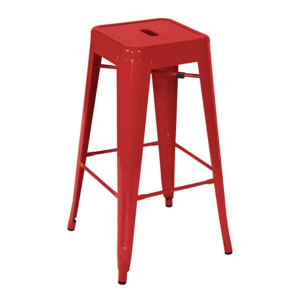 Banqueta Tolix xavier Pauchard Alta sem Encosto Vermelha | MadeiraMadeira