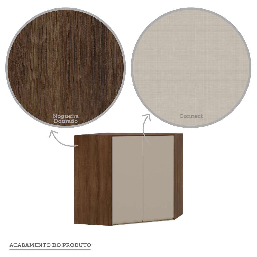 Armário Jade para Cozinha Canto Diagonal 45º 2 Portas Luciane ...