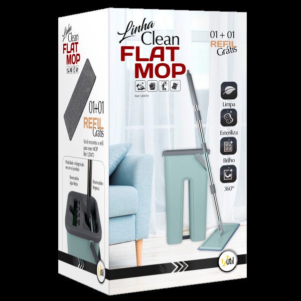 Jogo rodo mopi 2 flat mop limpeza piso multiuso lava e seca ...