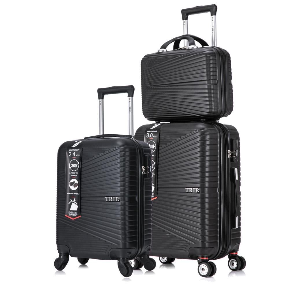 Kit de Bordo Luxo Mala de Viagem Rígida de Fibra:preta | MadeiraMadeira