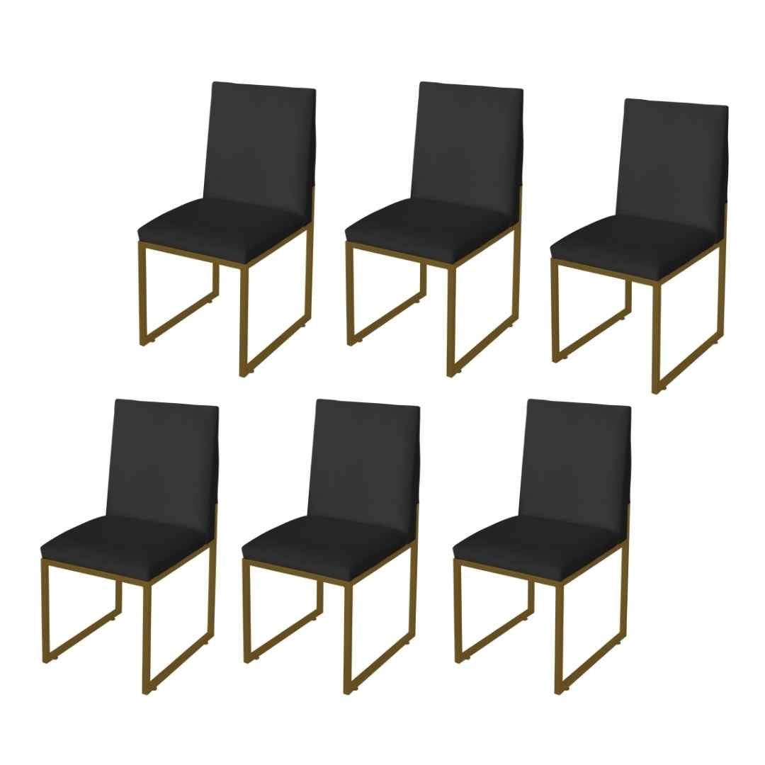 Kit 6 Cadeira de Jantar Escritorio Industrial Garden Ferro Dourado ...