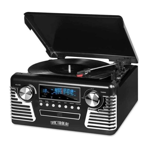 Vitrola Retrô Record Player Bluetooth Preta - V50-200 Blk | MadeiraMadeira