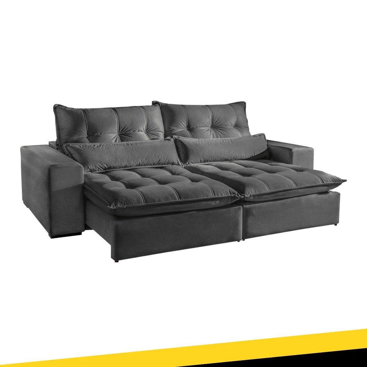 Sofá Retrátil e Reclinável 4 Lugares Máximo Suede Cinza 2,50 mts ...