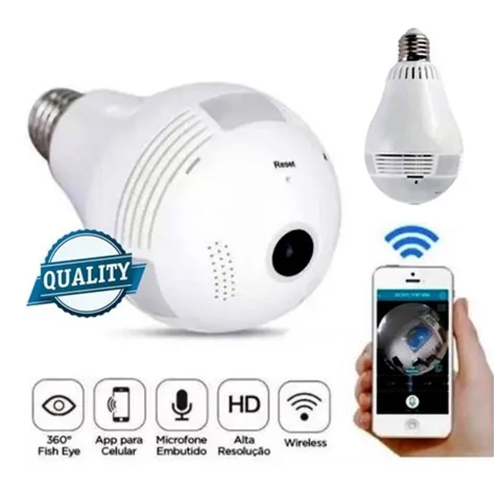 Kit 2 Câmeras Lâmpadas Ip de Segurança 1mp 360 Espia Visão Noturna ...