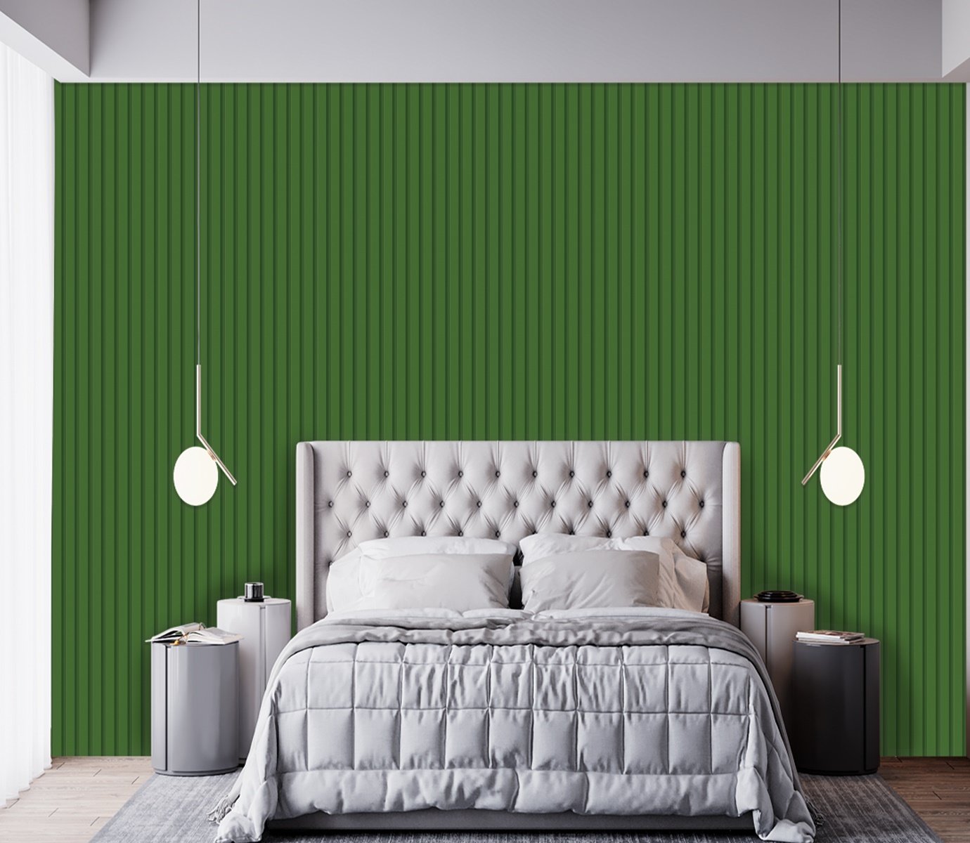 Papel de Parede Ripado Liso Madeira Verde Escuro 3m | MadeiraMadeira