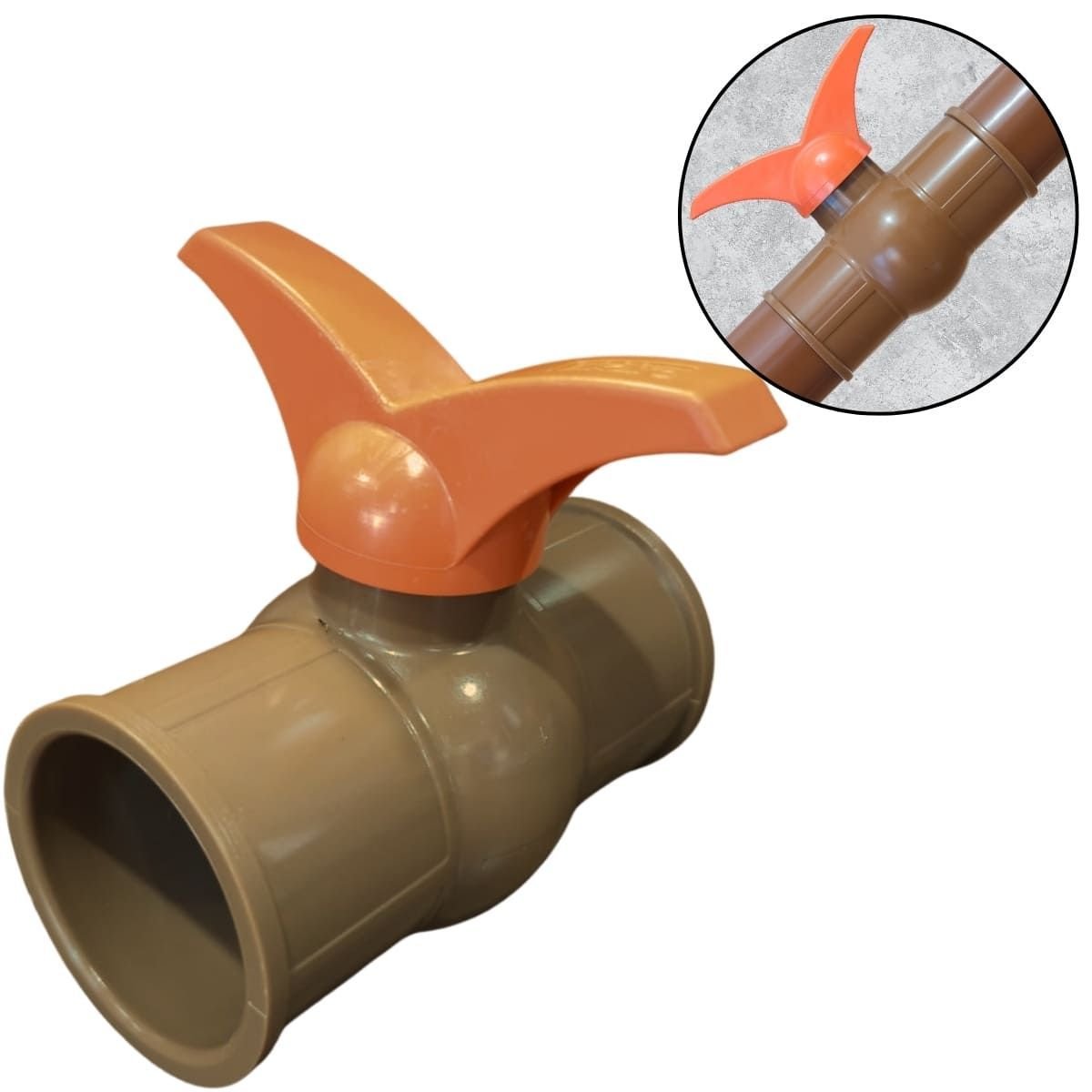 Registro de Esfera Soldável em Pvc Marrom Conexão 50mm | Akato ...