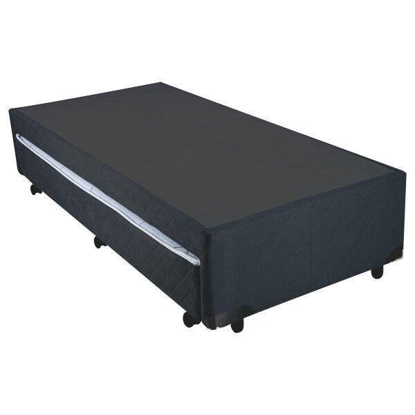 Bicama Box Solteiro Mega Suede Preto com Auxiliar em Molas Superlastic ...