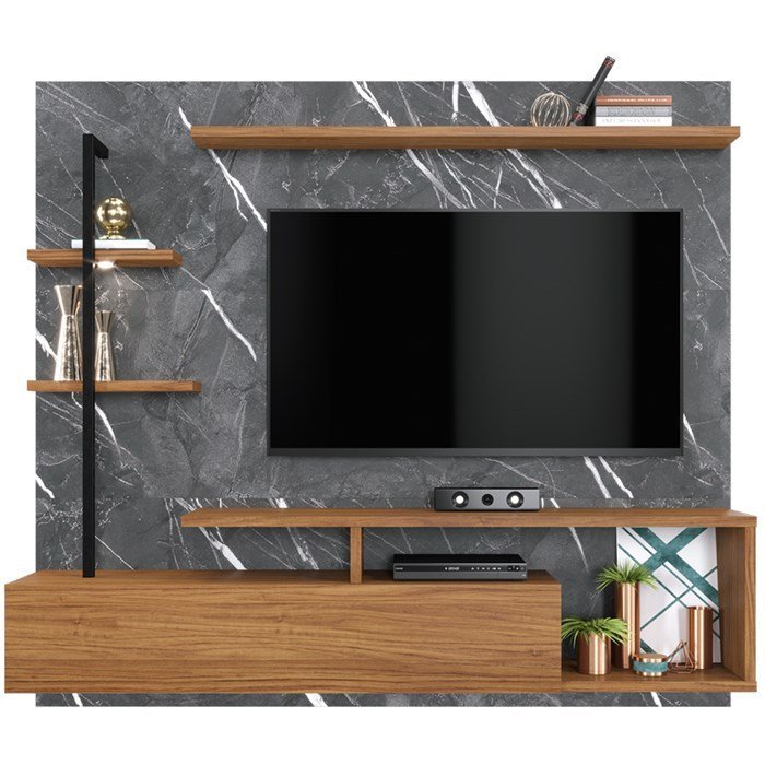 Painel Home Suspenso TV 55 Polegadas Maragogi Grigio Noce Milano CLB | MadeiraMadeira
