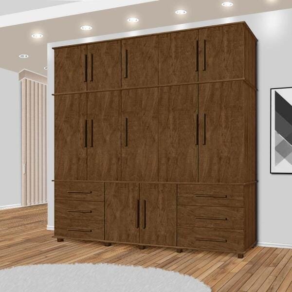 Guarda-Roupa Casal 12 Portas 6 Gavetas Malbec | MadeiraMadeira