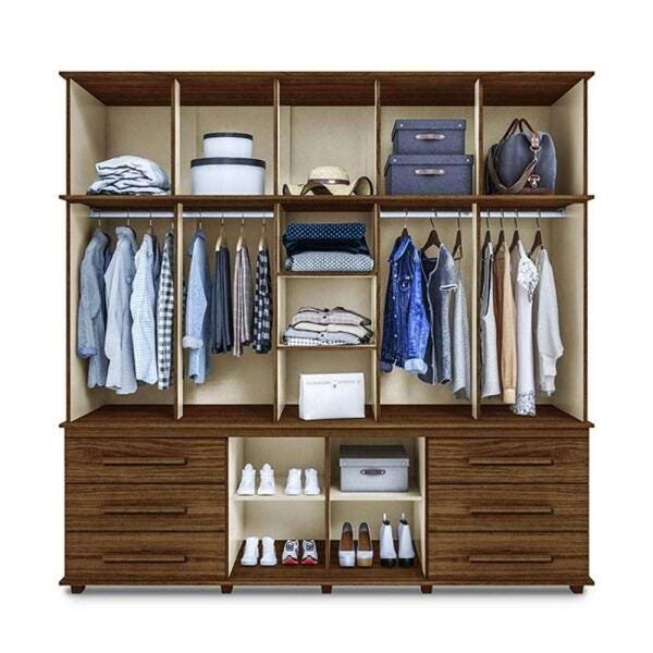 Guarda-Roupa Casal 12 Portas 6 Gavetas Malbec | MadeiraMadeira