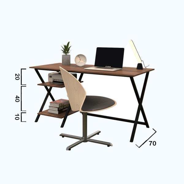 Mesa de Metalon e Madeira Home Office Mesa Scalene - Coleção Aquarela ...
