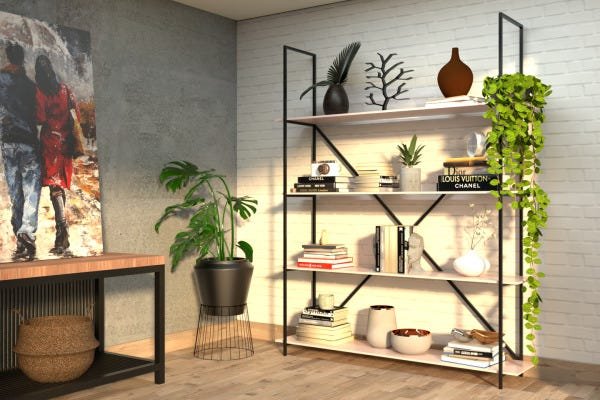 Estante de Metalon e Madeira Wooden - Coleção Aquarela - Rosa Milkshake ...