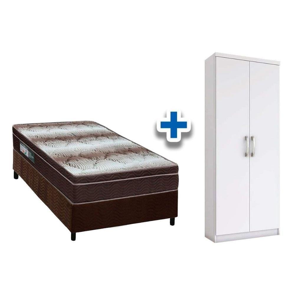 Cama Box Solteiro Crc + Ortopédico Ortobom + Armário Multiuso Margarida ...