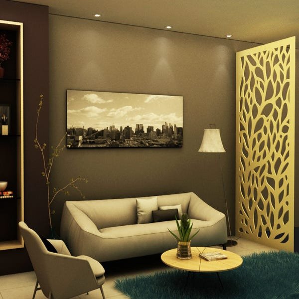 Painel Vazado Divisória MDF Madrid Crú - 0,90x2,70m | MadeiraMadeira