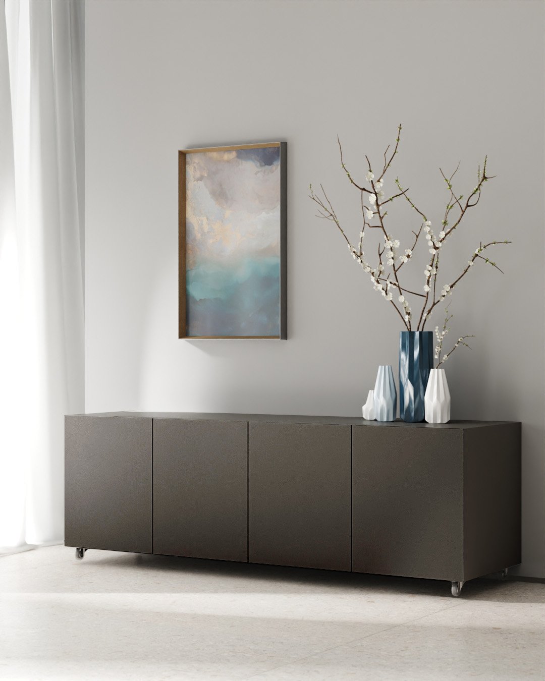 Rack LORI com rodinha preto 140cm | MadeiraMadeira