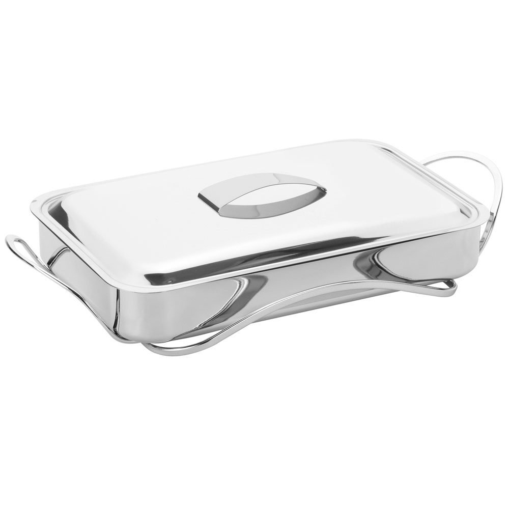 Forma Assadeira Inox Retangular 48x25Cm Com Tampa E Suporte ...