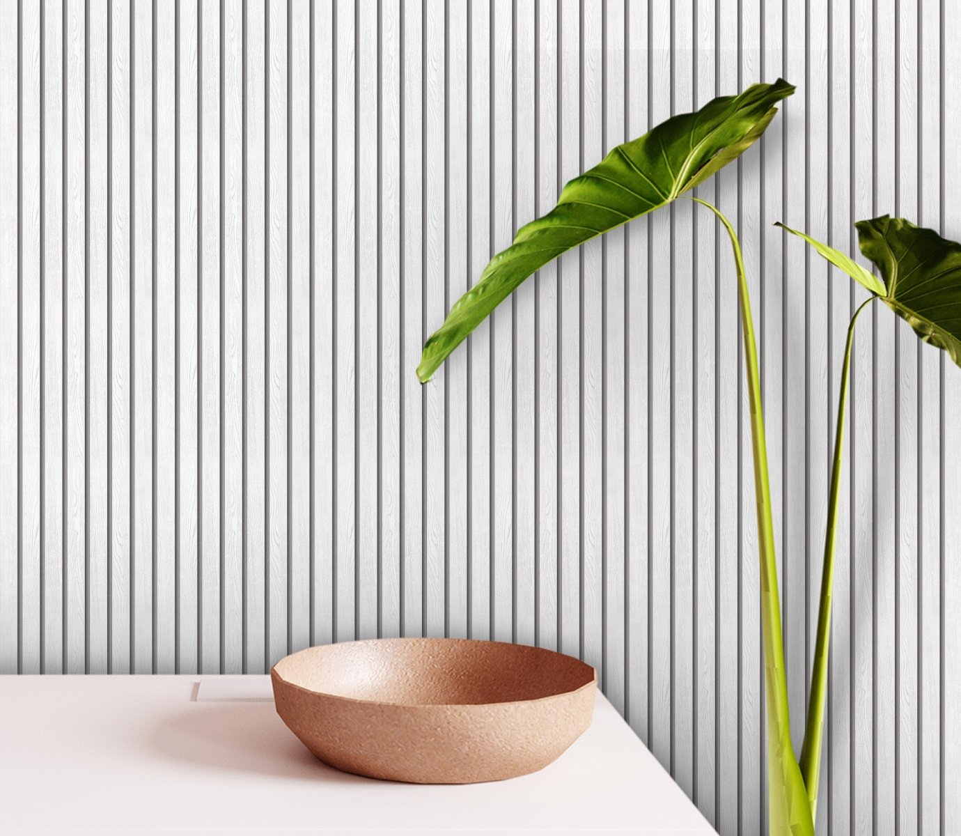 Papel de Parede Ripado Largo Textura Madeira Branca 3m | MadeiraMadeira