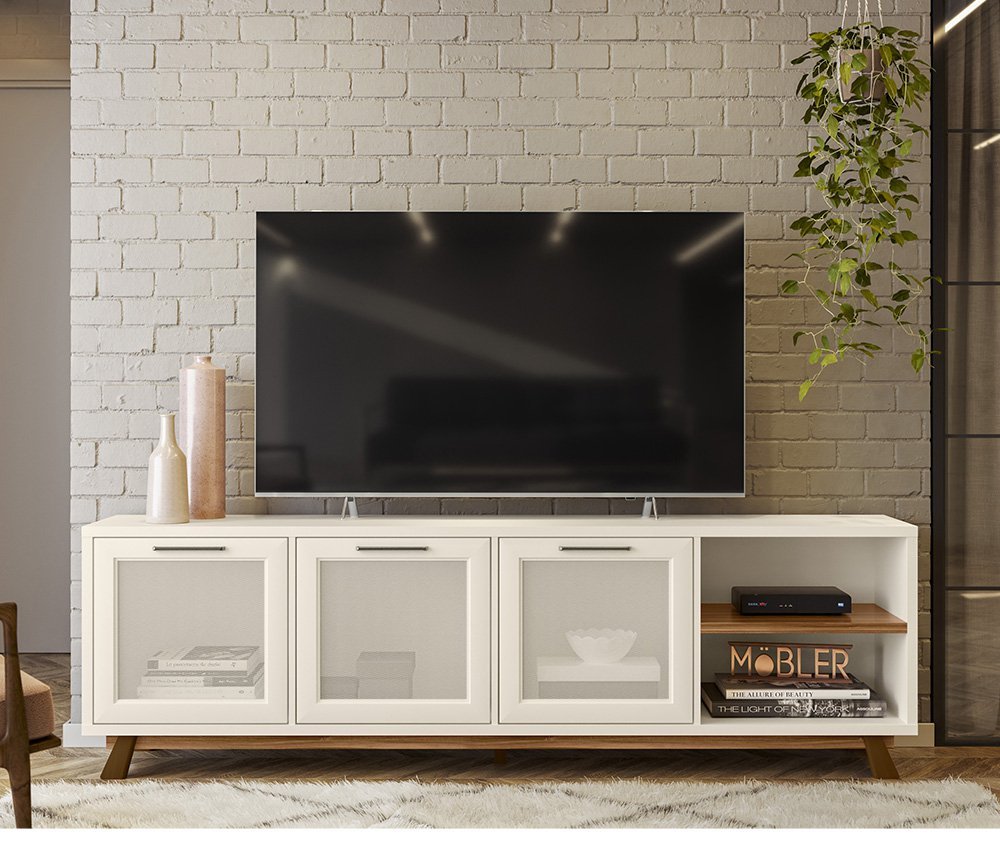 Rack Bancada Para TV até 75 Polegadas 03 Portas Giovana 190cm Cinamomo ...