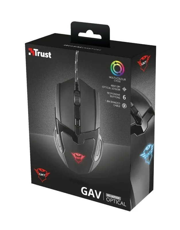 Mouse Gamer Led Multicolorido Gxt 101 Gav Trust 4800dpi Com 6 Botões ...