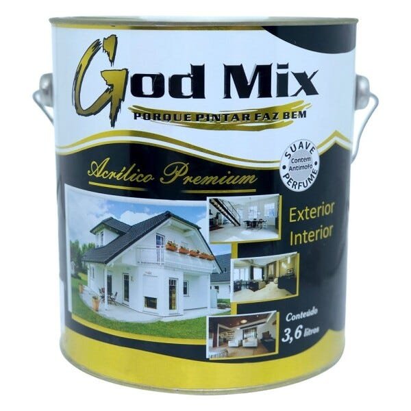 Tinta Acrílica Linha Premium Branco Fosco 3,6 Litros God Mix ...