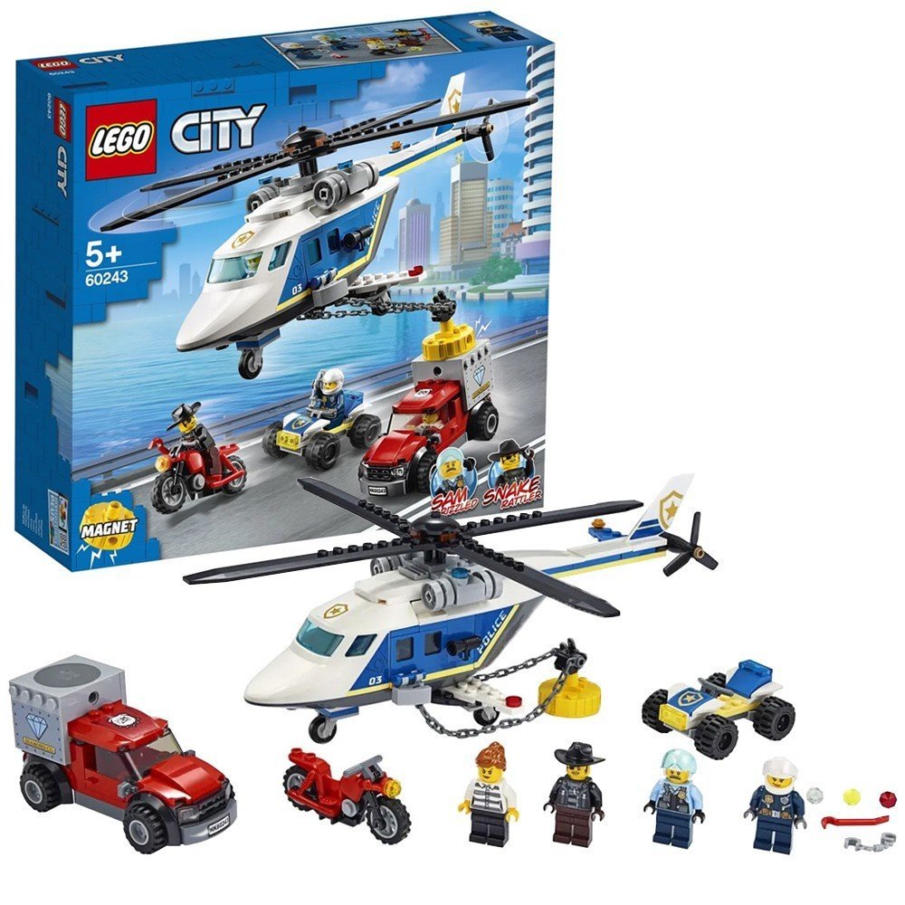 Lego City Infantil Perseguição Policial de Helicóptero 212 Peças +5 ...