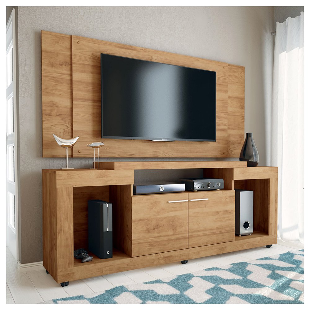Rack com Painel para TV até 55 Polegadas Oscar Buriti - Caemmun ...
