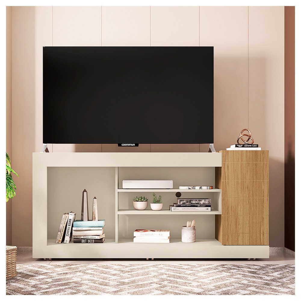 Rack para TV até 50 Polegadas Goya Off White/Buriti | MadeiraMadeira