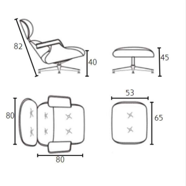Poltrona Charles Eames com Puff C.E - Marrom | MadeiraMadeira