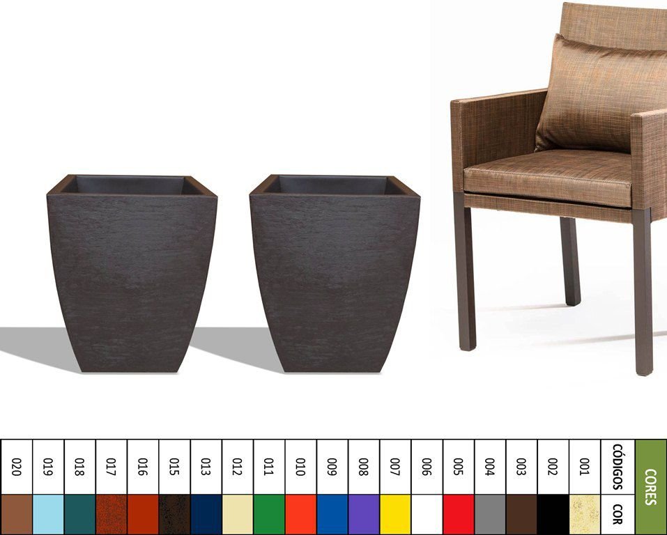 Kit 2 Vaso Planta 45x35 Moderno Trapézio Polietileno BGPLASTICOS VINHO ...